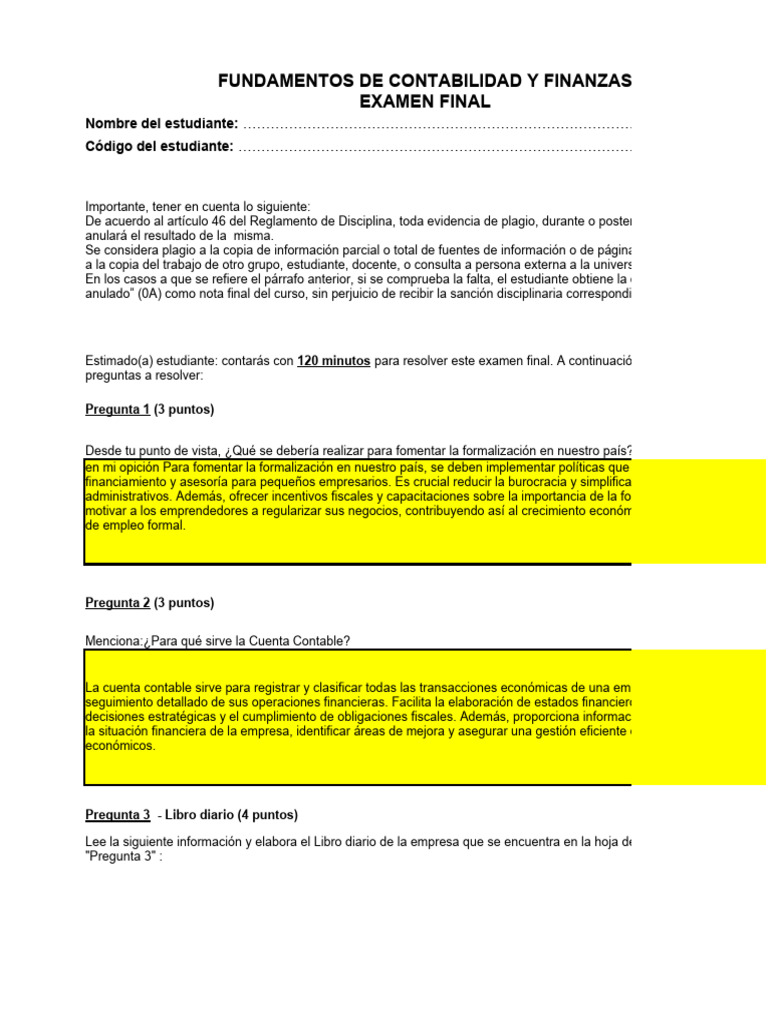 EXFINAL | PDF | Contabilidad | Business