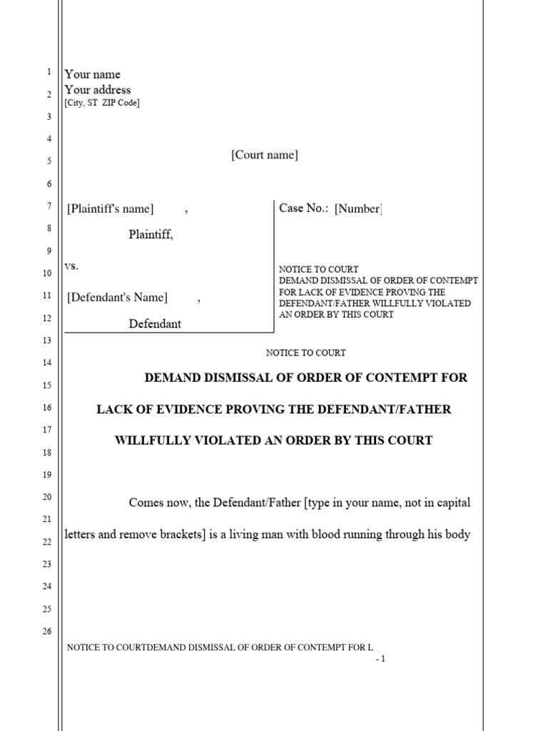 Demand Dismissal of Contempt Order | PDF | Common Law | Government