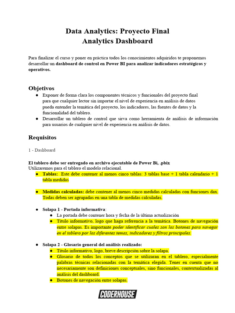 Consigna Proyecto Final - Data Analytics | PDF | Análisis de los datos | Segmentación de imagen