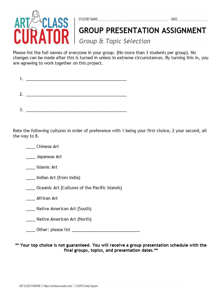GroupPresentationAssignment GroupandTopicSelection | PDF | Teaching ...