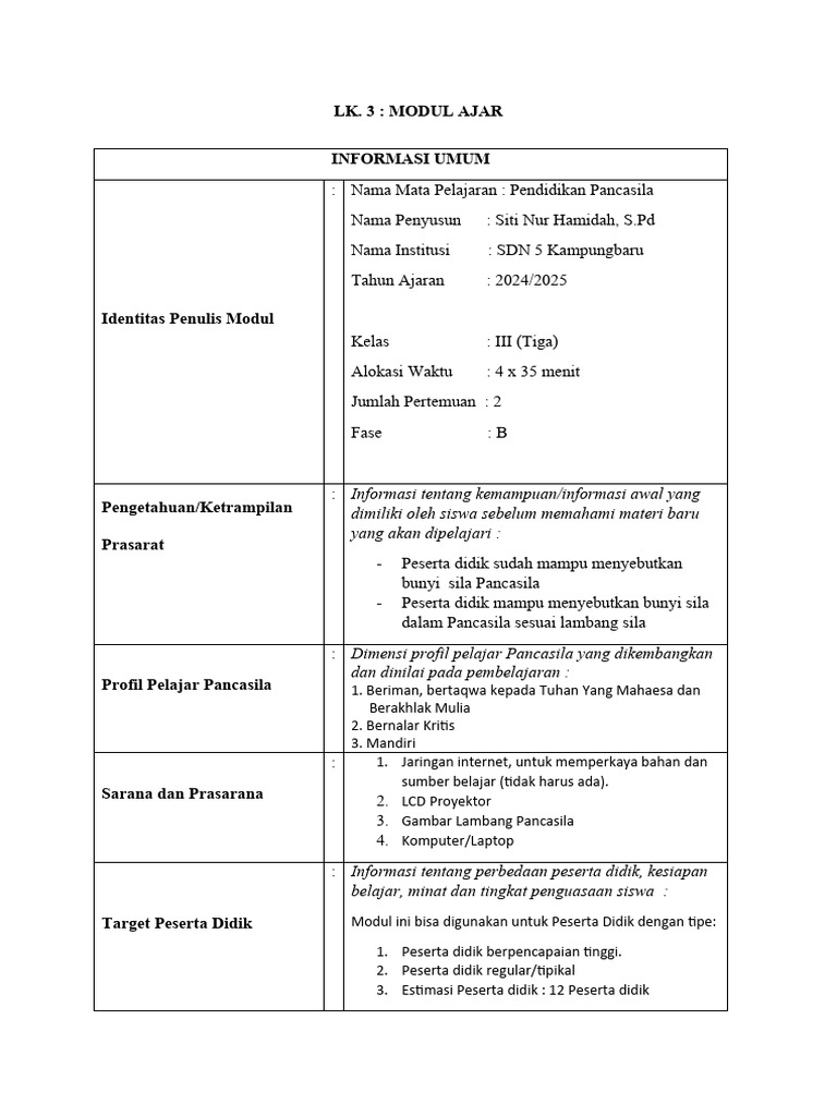 Latihan Modul Ajar MIDA | PDF | Karier & Perkembangan