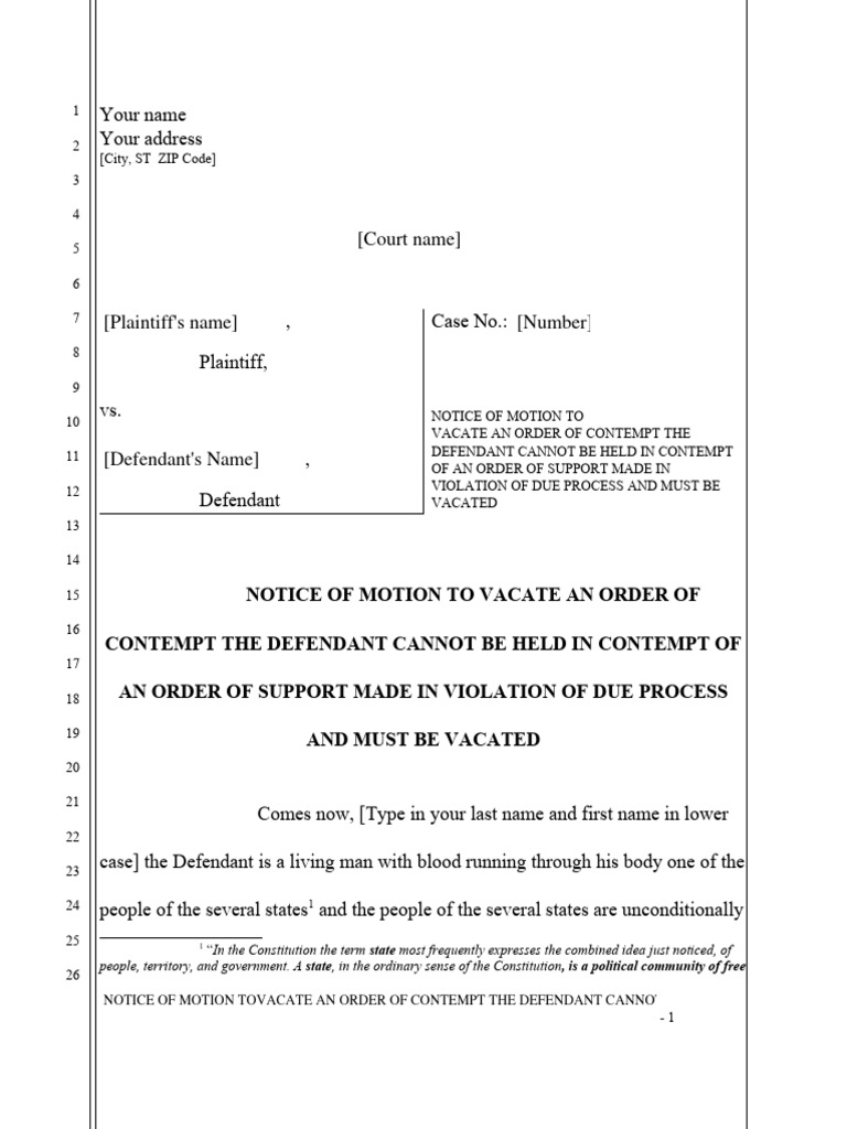 Notice To Vacate Order of Contempt | PDF | Contempt Of Court | Due ...