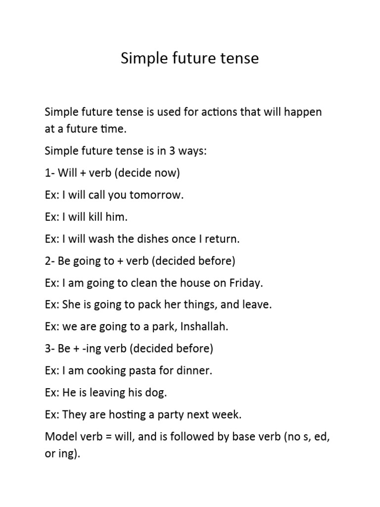 Simple Future Tense | PDF