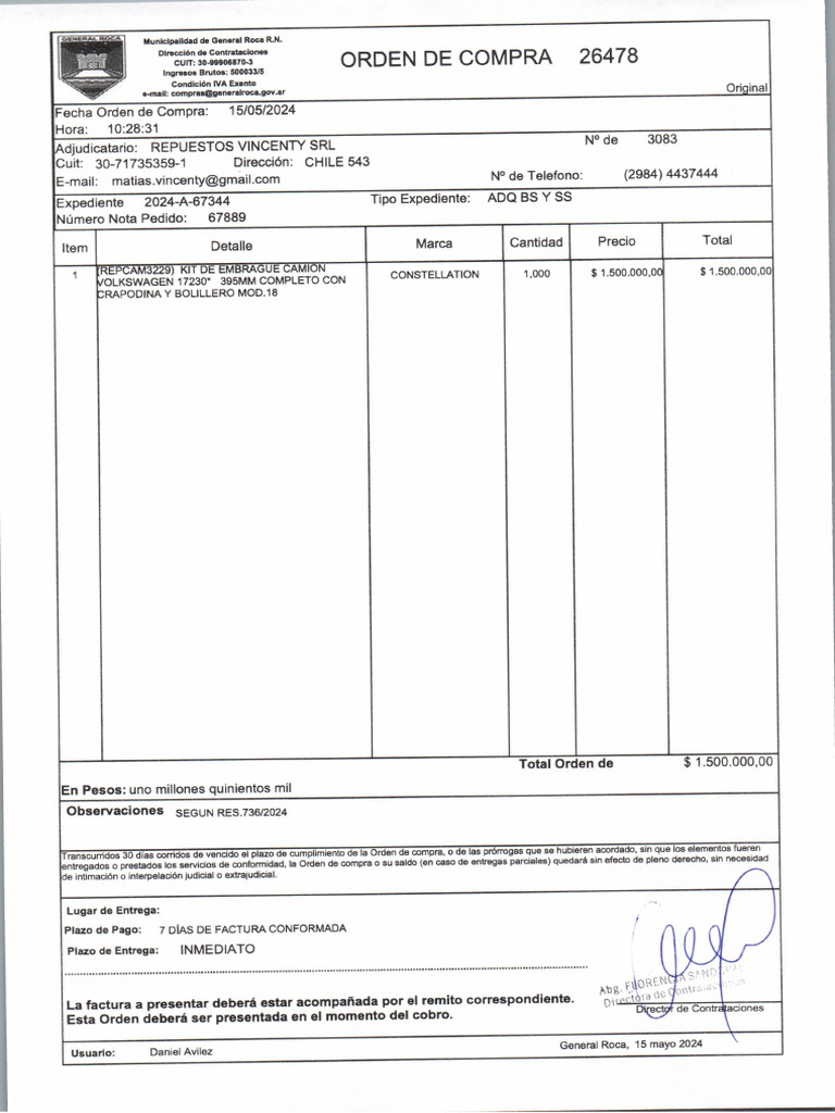 OC 26478 Repuestos Vincenty | PDF