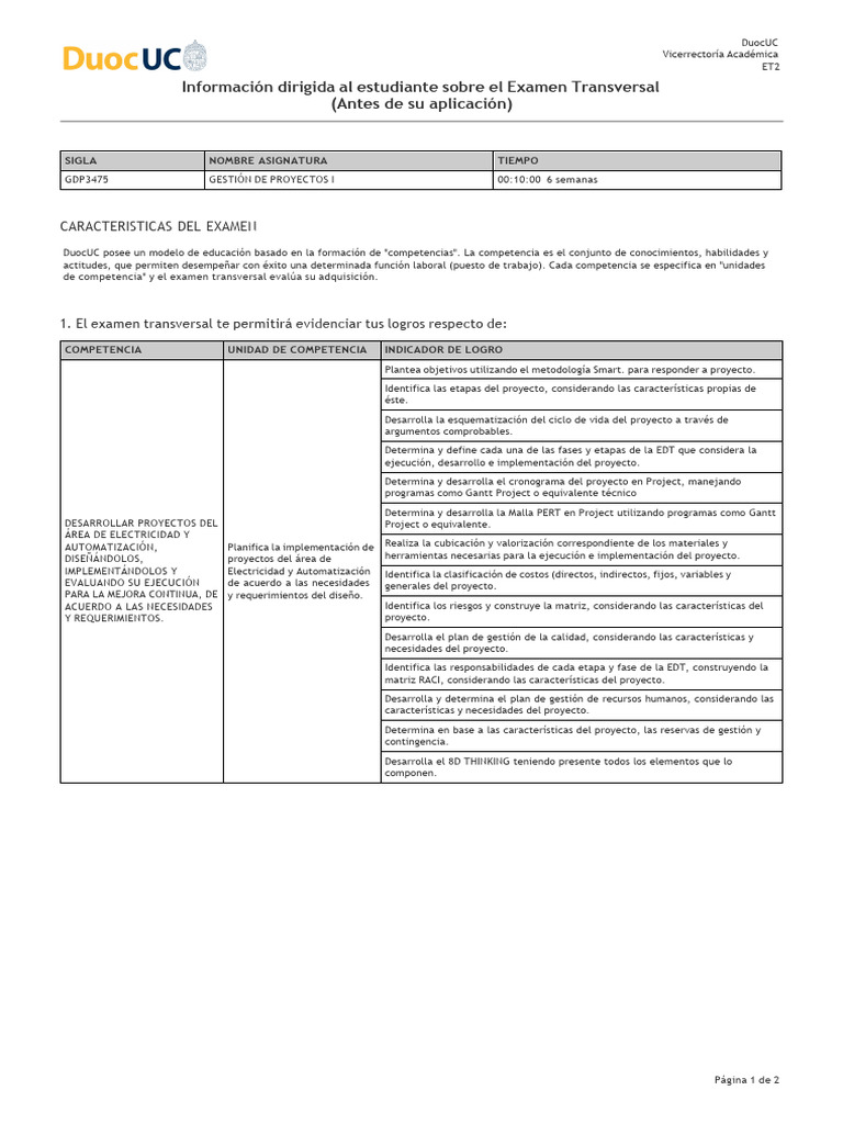 ET2 - Instrucciones para El Desarrollo Del Examen Transversal | PDF | Gestión de proyectos