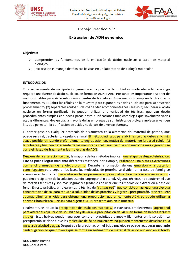 TP N°2 - Extracción de ADN Genómico | PDF | Biología Celular ...