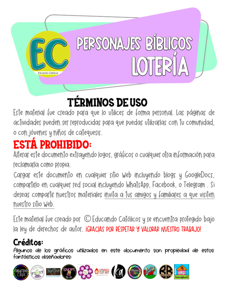 Lotería de Personajes Bíblicos | PDF | Pueblo bíblico | Nevi'im