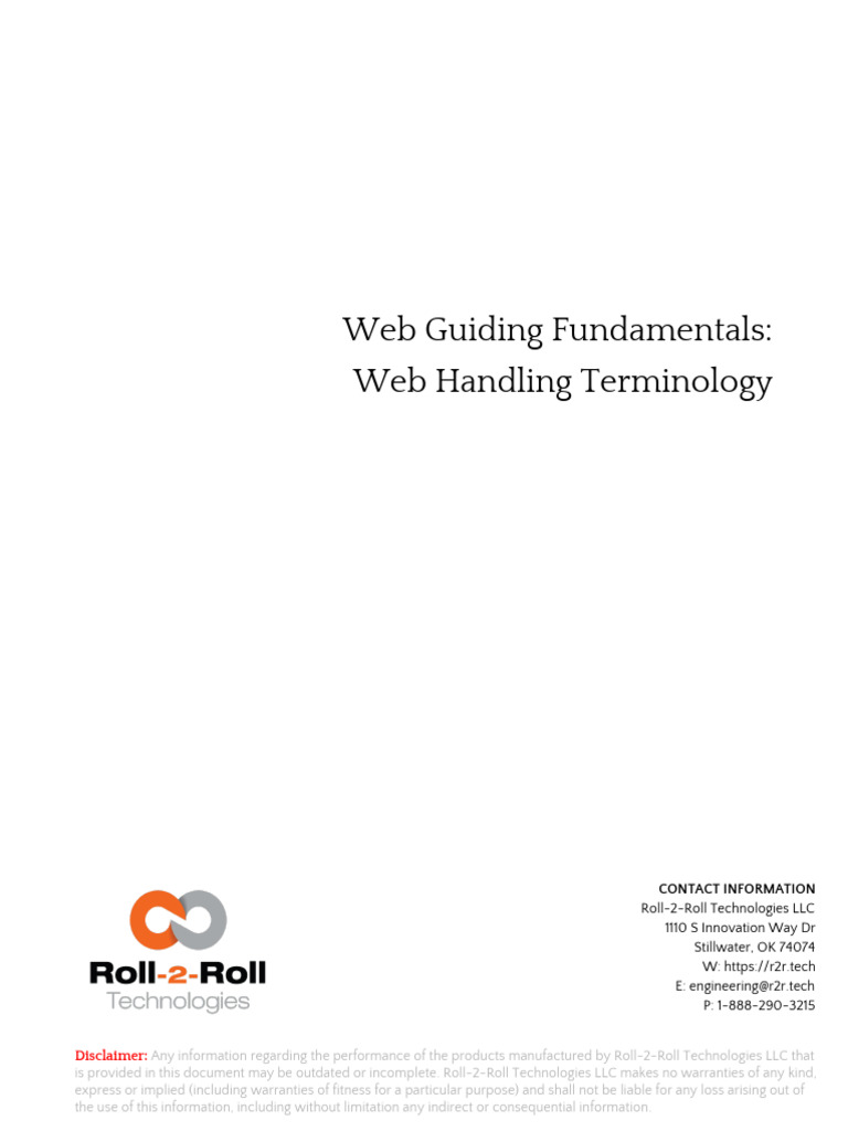 Web Handling Terminology | PDF | Friction | Bearing (Mechanical)