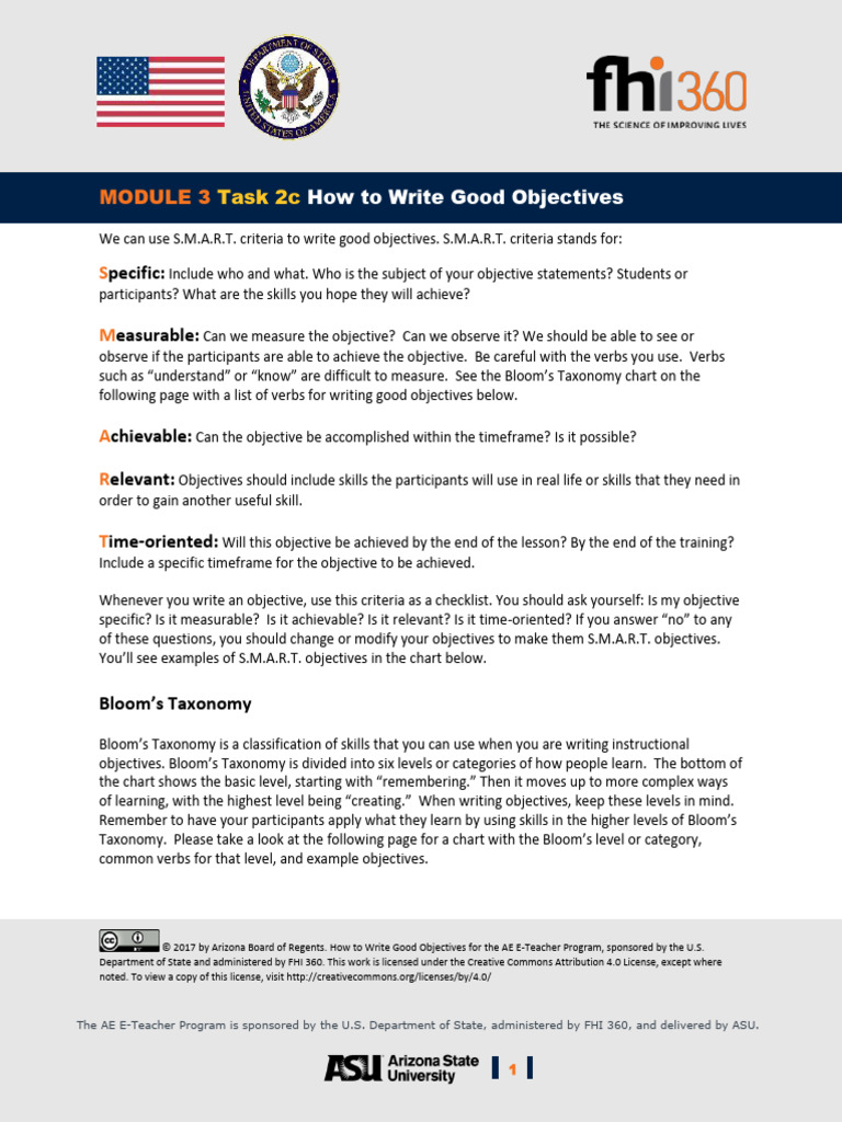 How To Write Good Objectives-1 | PDF | Cognitive Science | Behavior Modification