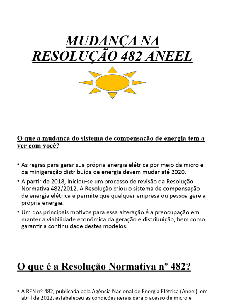 Mudanças na Resolução 482 da Aneel | PDF | Geração de eletricidade