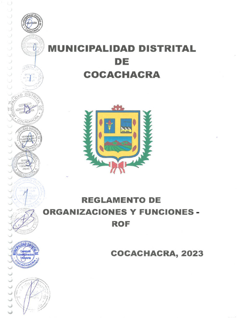 Rof Reglamento de Organizacion y Funciones 2023 | PDF | Gobierno local | Alcalde