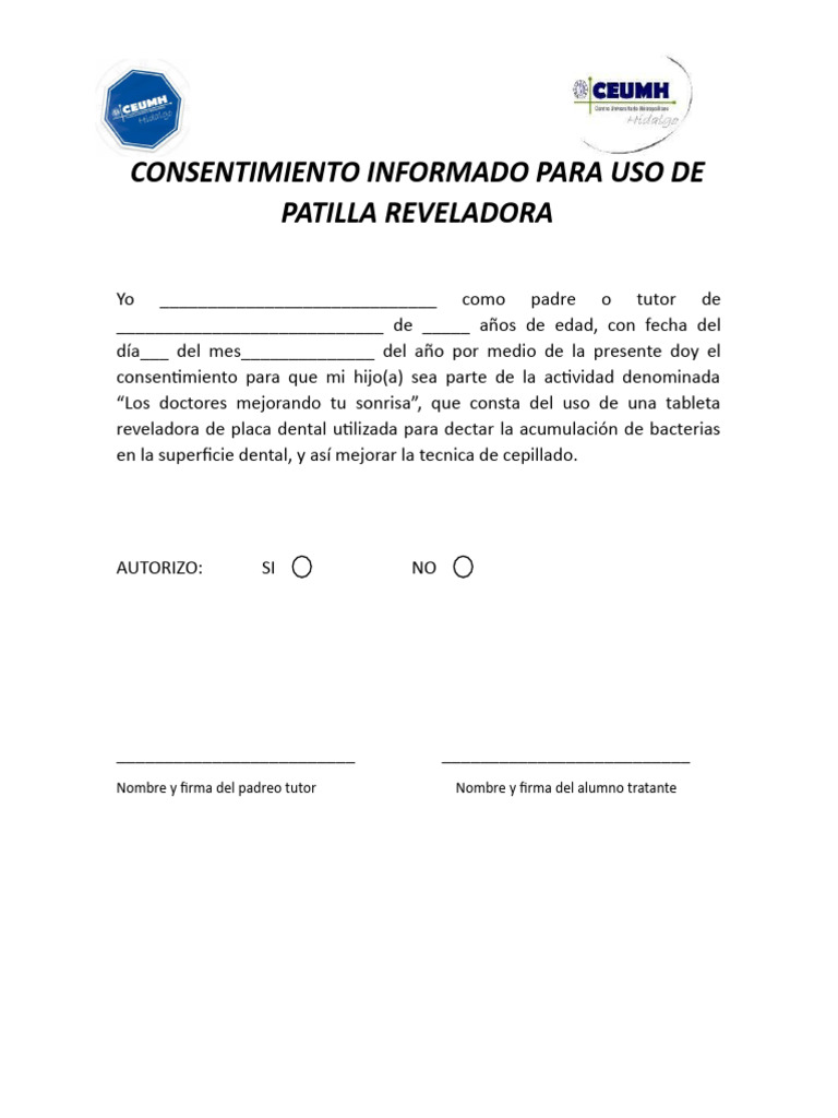 Consentimiento Informado para Uso de Patilla Reveladora | PDF