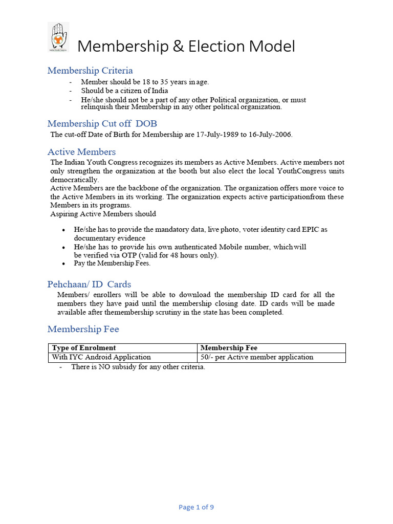Membership Model (DL) | PDF | Identity Document | Elections