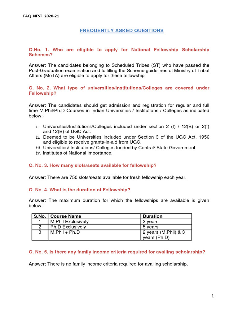 National Fellowship FAQs | PDF | Doctor Of Philosophy | Thesis