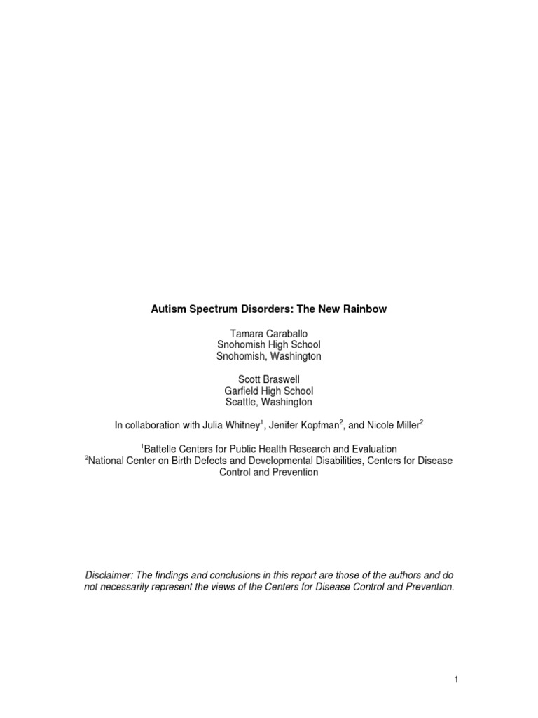 Autism Spectrum Disorders The Rainbow | PDF | Autism Spectrum ...