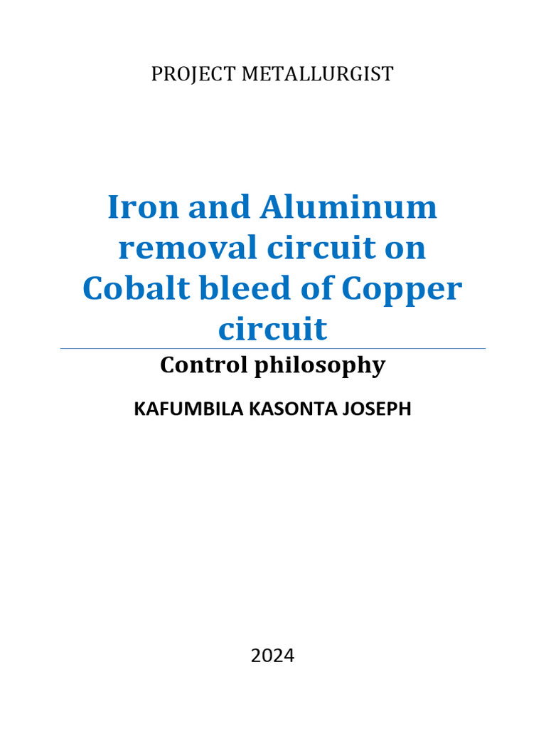 Iron and Aluminum Removal Circuit On Cobalt Bleed of Copper Circuit ...