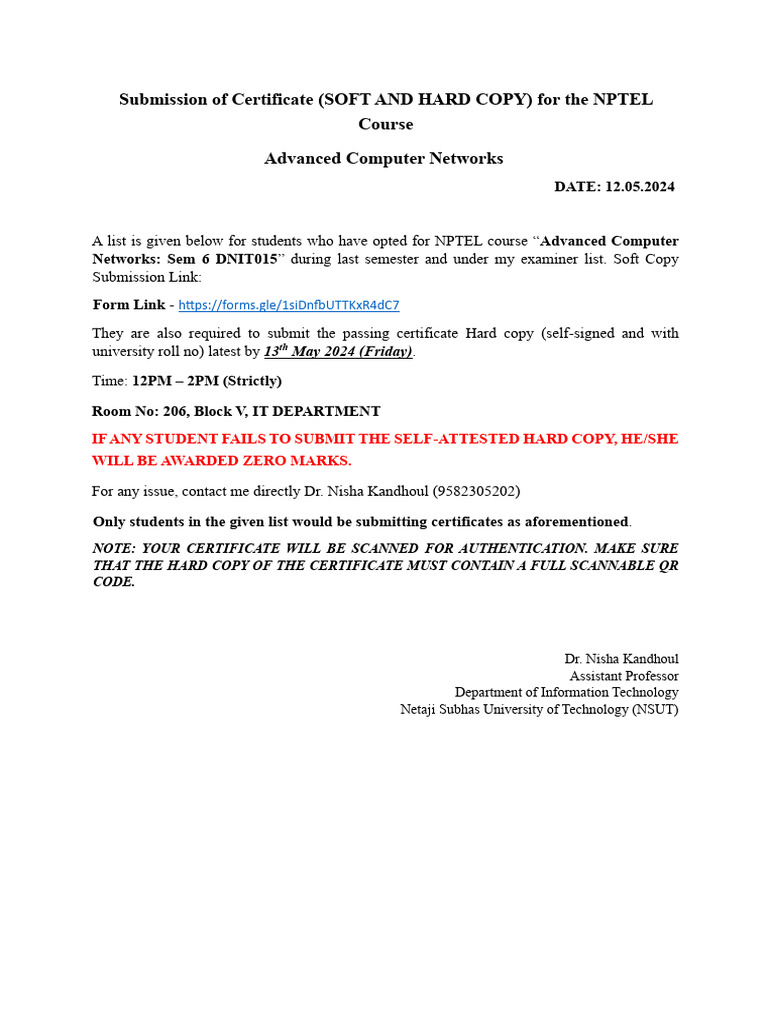 Advanced Computer Network Sem 6 DNIT015 | PDF