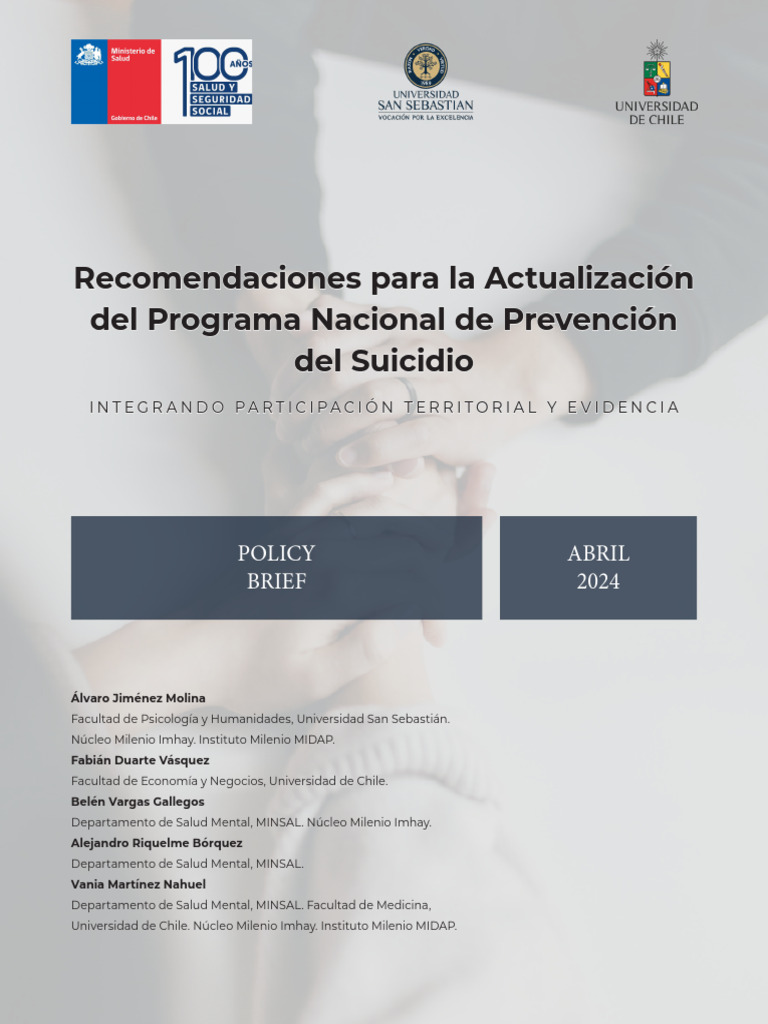 Recomendaciones para La Actualizacion Del Programa Nacional de Prevencion Del Suicidio - v3 ...