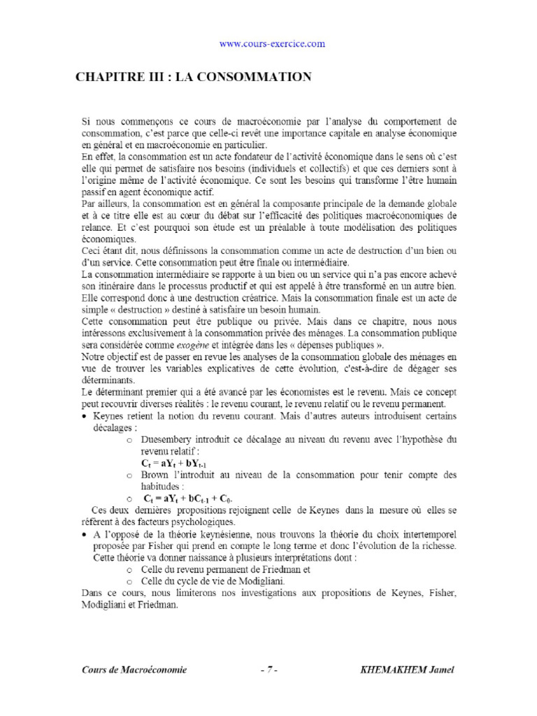 La Consommation | PDF