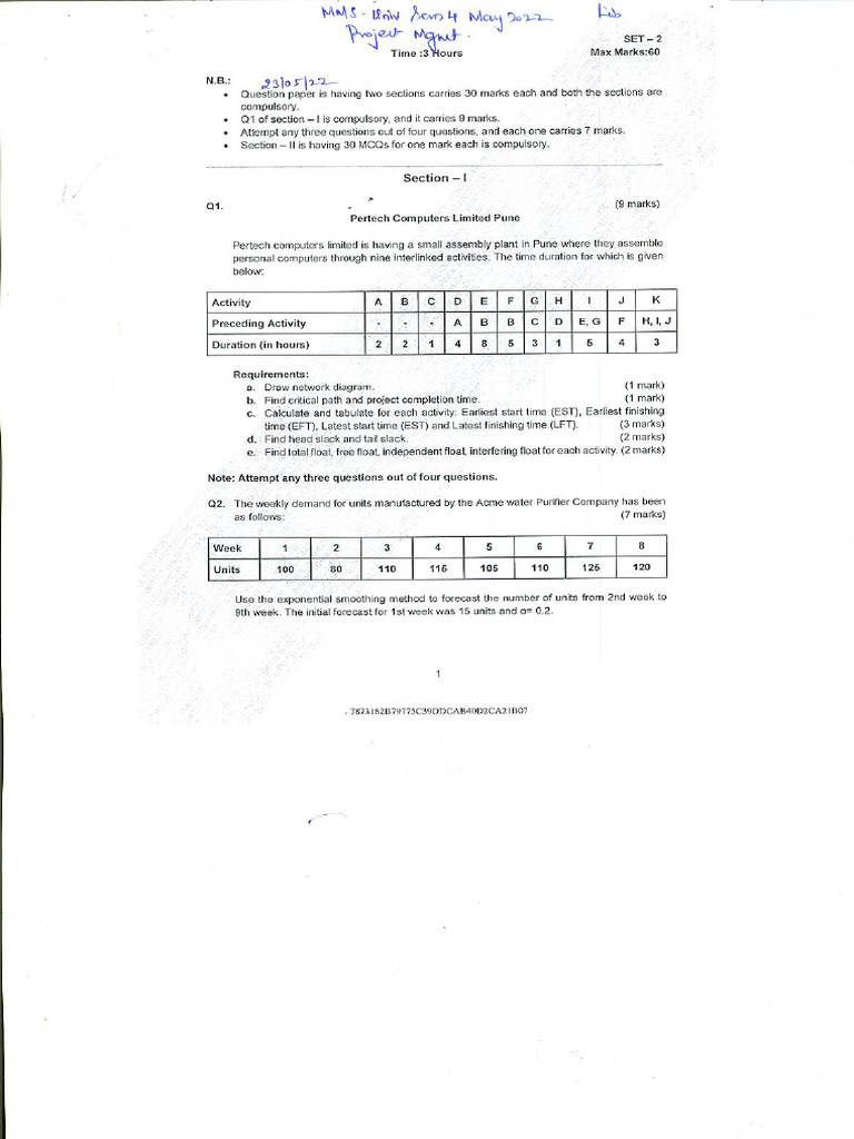 MMS Sem 4 - 2022 Project Management | PDF