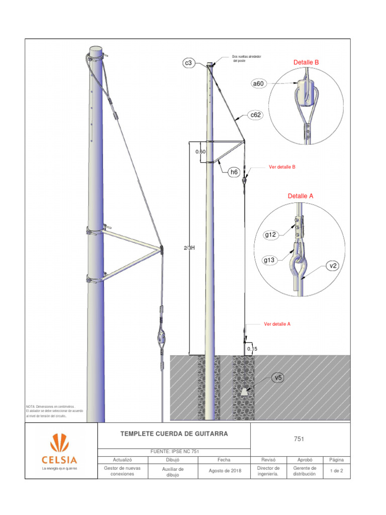 Retenida de Guitarra en poste de concreto. | PDF | Rieles | Materiales