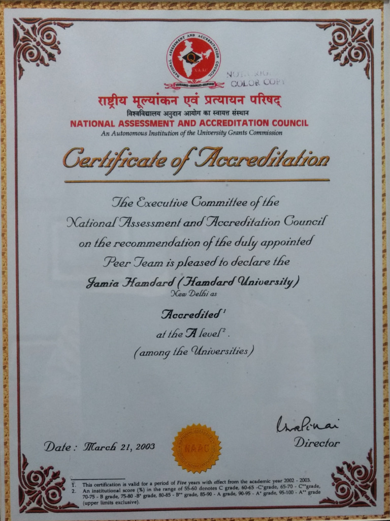 NAAC Certificate - First Cycle | PDF