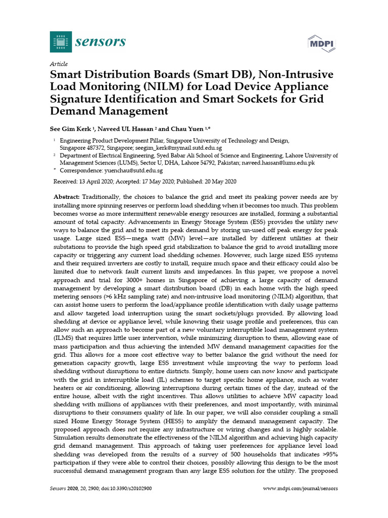 Smart Distribution Boards Smart DB Non-Intrusive L | PDF | Electrical ...