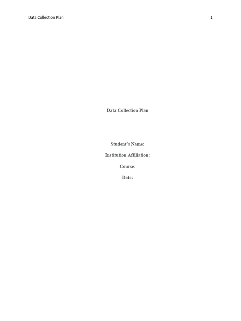 Data Collection Plan - Edited | PDF | Focus Group | Qualitative Research