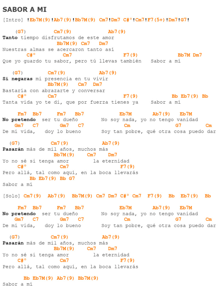Sabor a Mí: Letra y Significado | PDF
