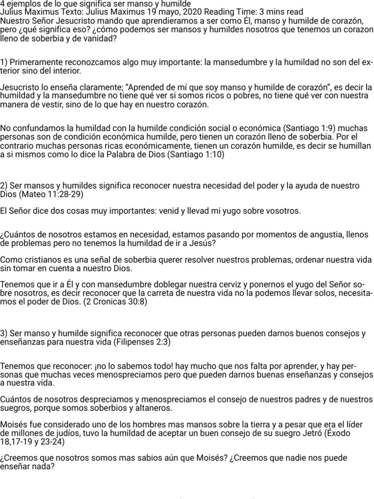 Significado de ser manso y humilde | PDF | Jesús | Creencia religiosa y ...