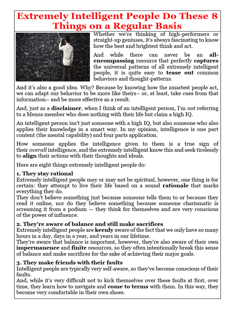 Extremely Intelligent People Do These 8 Things On A Regular Basis | PDF ...