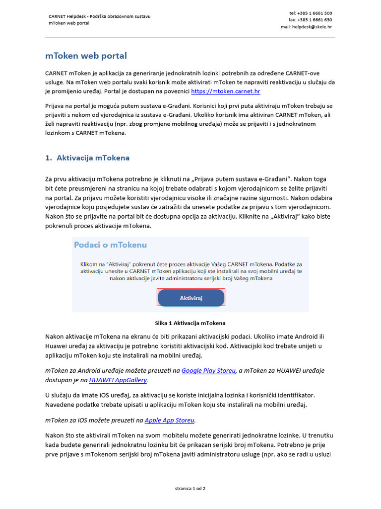 Mtoken Portal Upute | PDF