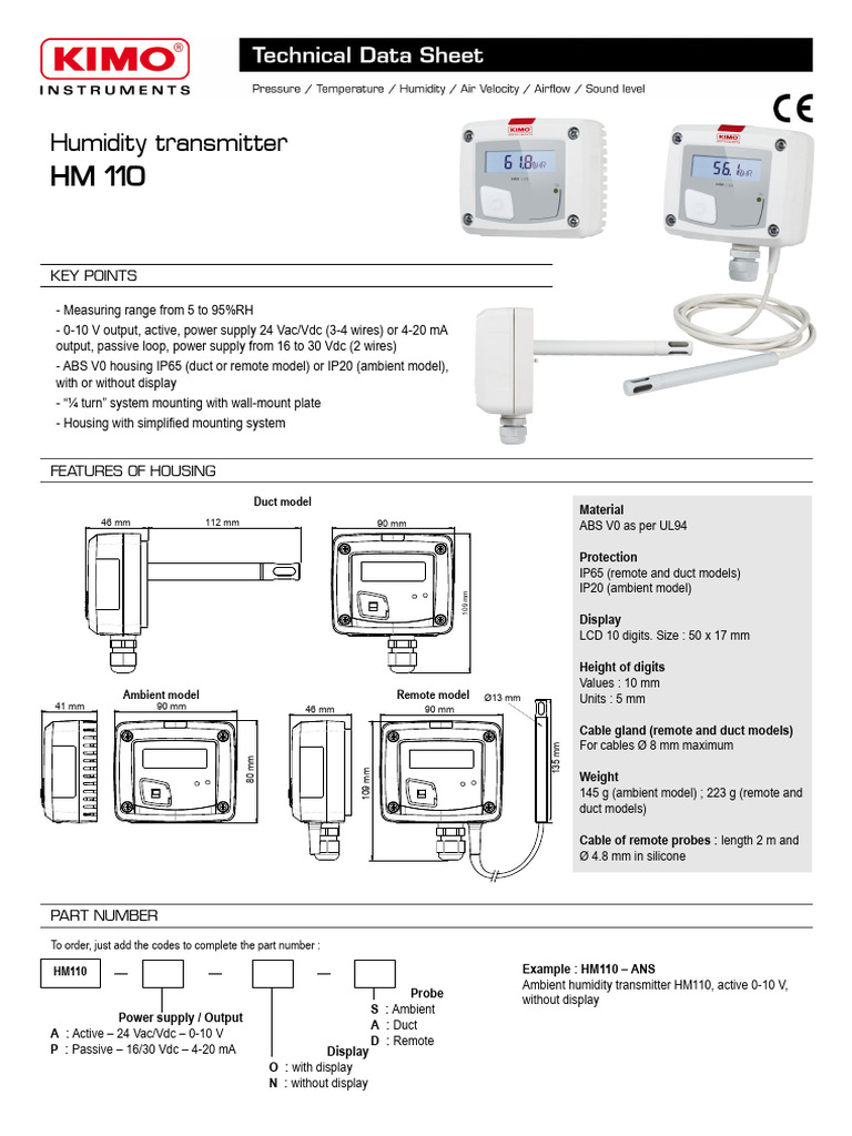 Humidity Transmitter HM 110 | PDF | Electrical Engineering | Electricity