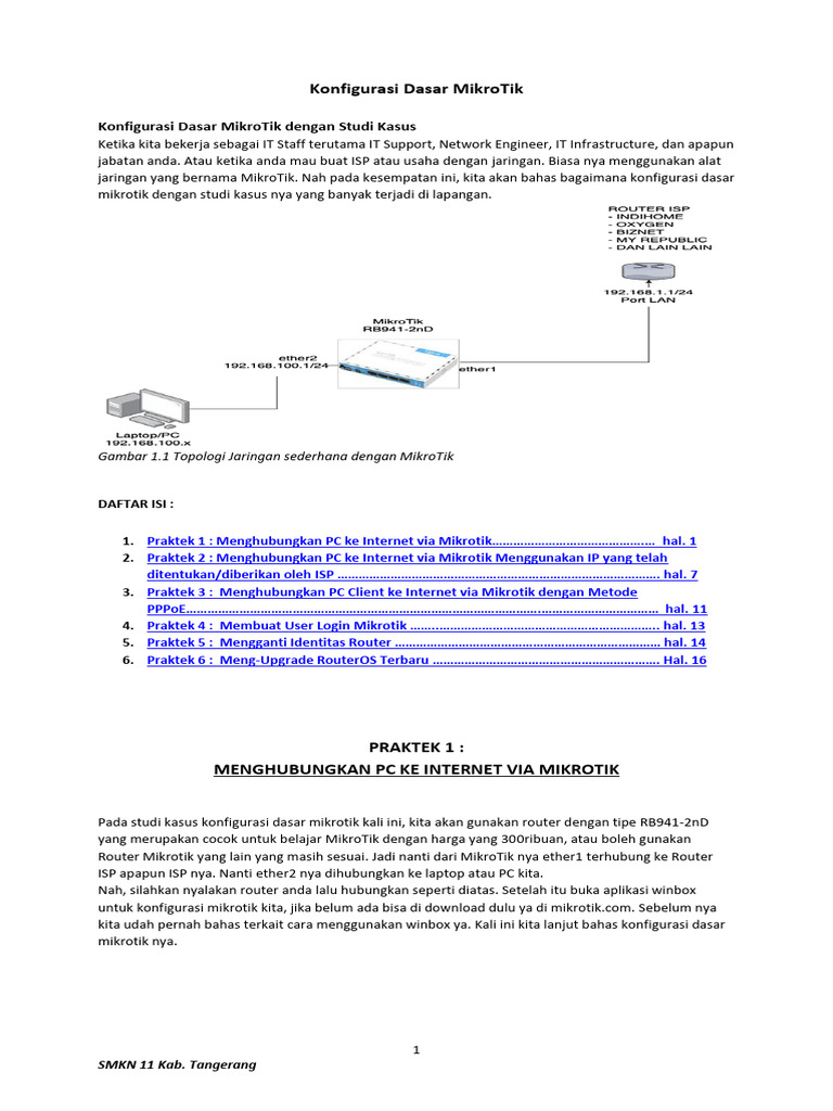 Konfigurasi Dasar MikroTik | PDF