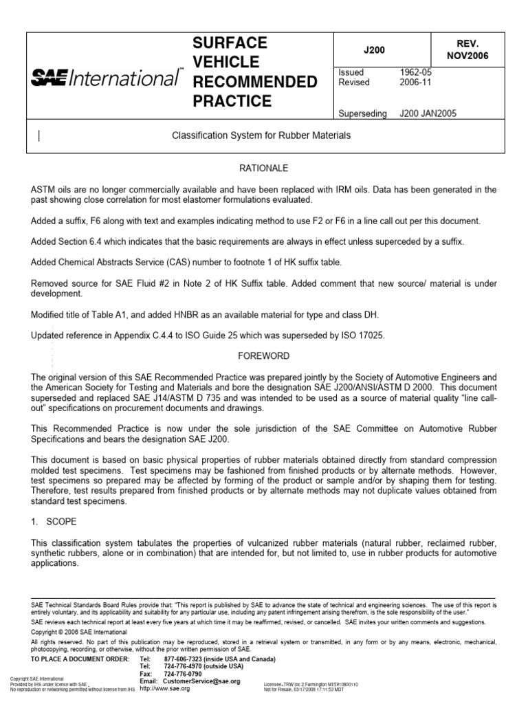 Sae J200 | PDF | Specification (Technical Standard) | Natural Rubber