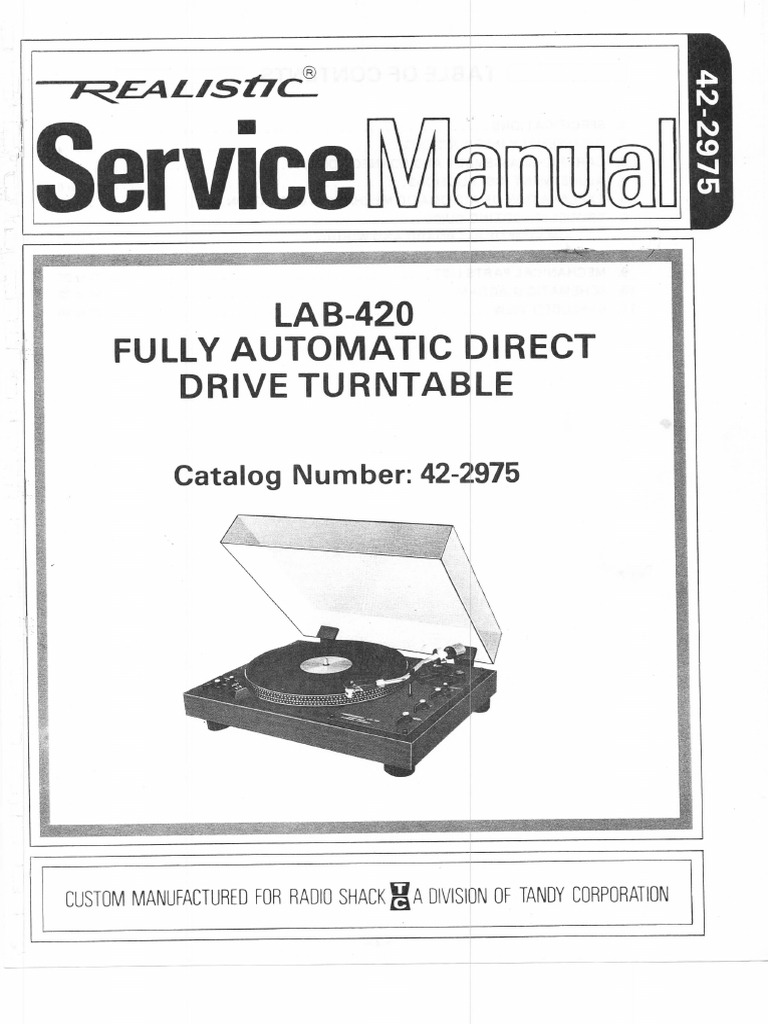 Realistic Lab-420 Turntable | PDF