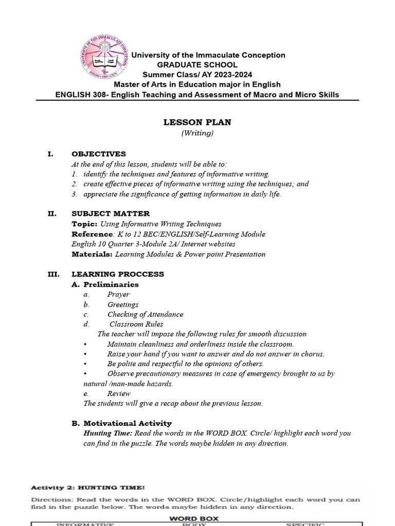 Lesson Plan (Writing) | PDF | Conflict Resolution | Negotiation