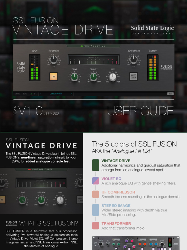 SSL Fusion Vintage Drive - User Guide | PDF