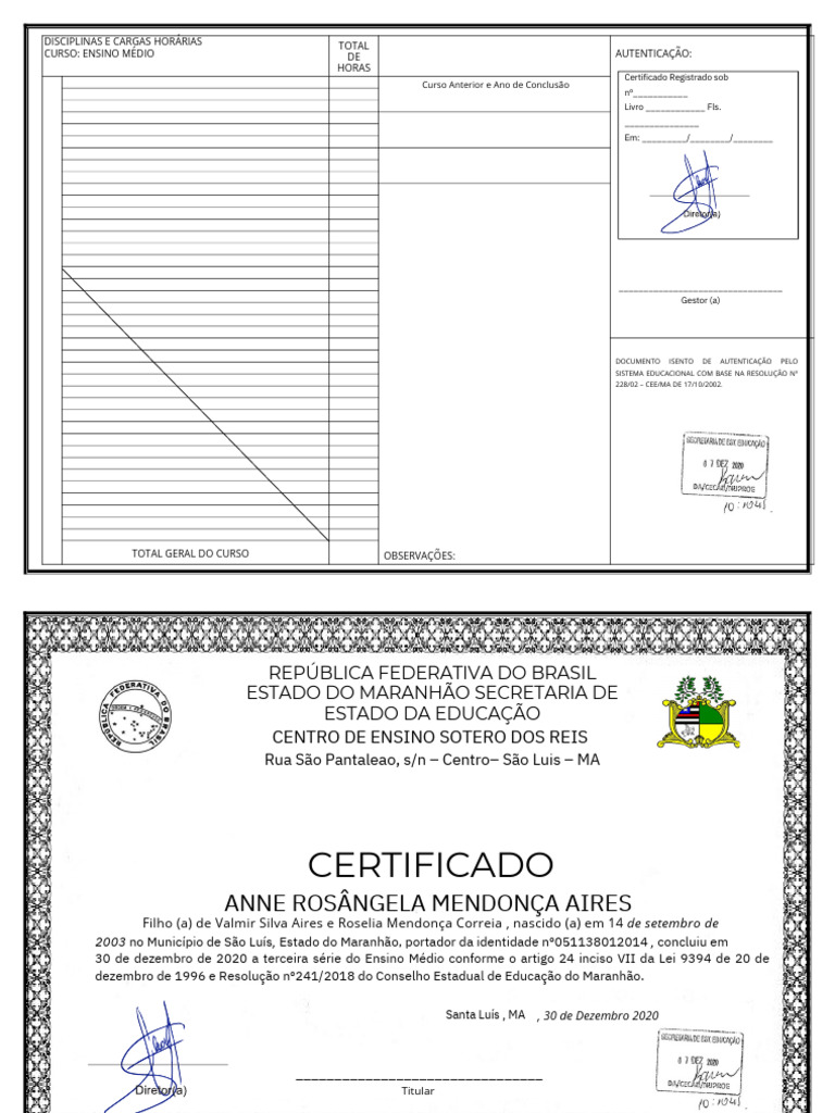 Certificado Ensino Medio em Tempo Parcial Ou Eja - PDF 20240730 135539 0000 | PDF
