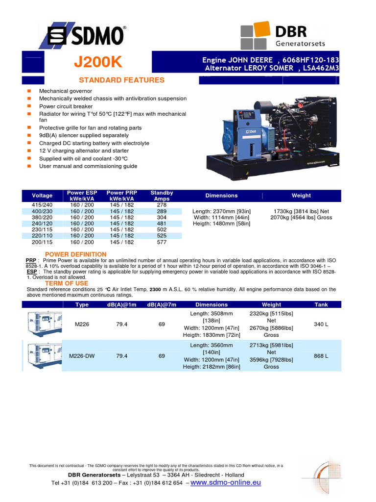 J200K Sdmo Kohler | PDF | Radiator | Engines