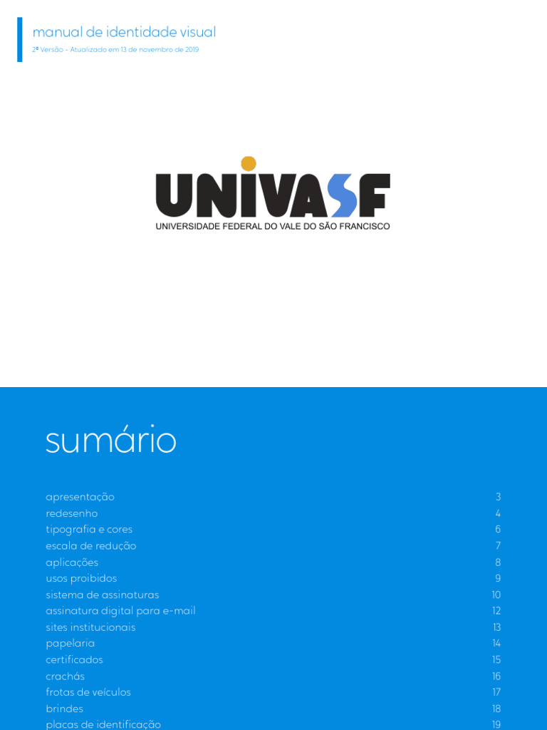 Manual de Identidade Visual da Univasf | PDF | Cor | Design gráfico