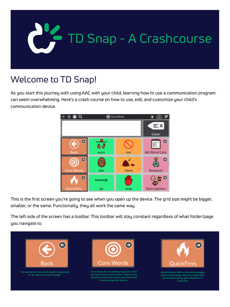 TD Snap AAC Device User Guide | PDF | Icon (Computing) | Vocabulary