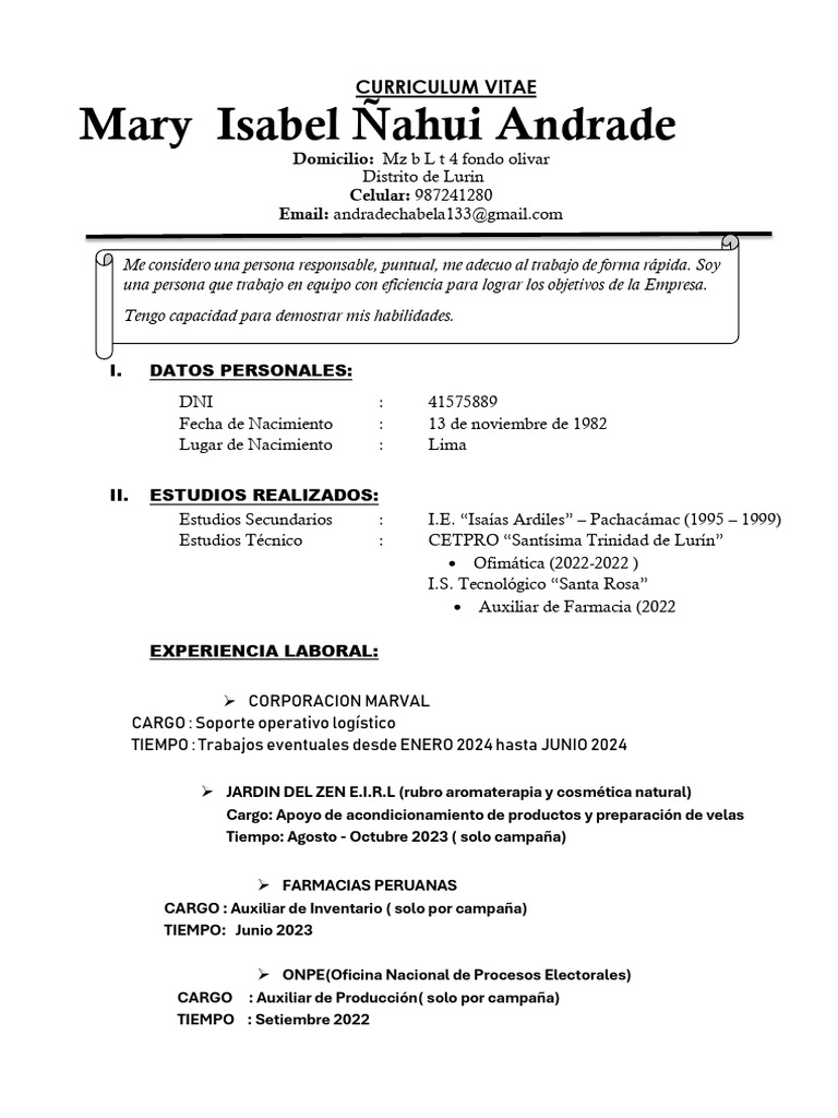 CV Mary Ysabel | PDF