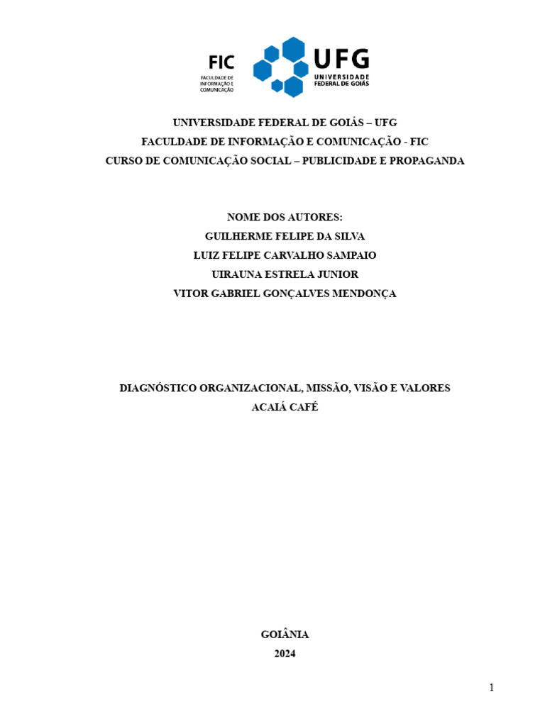 Relatório ADM - Acaiá Café - T27 PPUFG | PDF | Análise SWOT