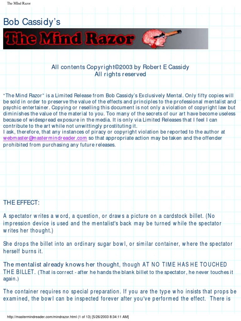Bob Cassidy - Mind Razor | PDF | Envelope | Copyright Infringement