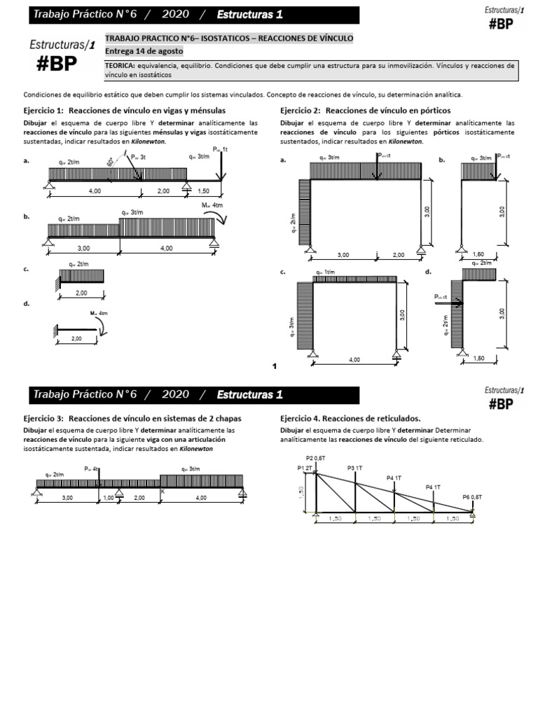 Reacciones de Vínculo en Estructuras | PDF