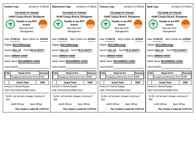 Fee Slip | PDF | Service Industries | Economy Of India