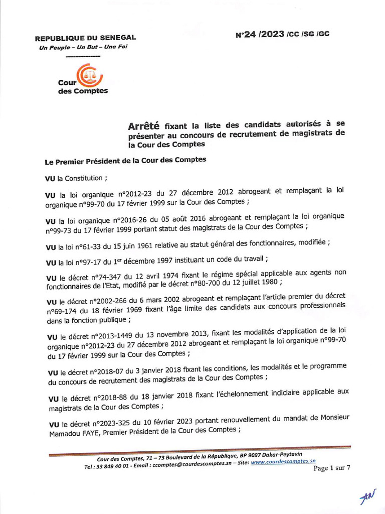 Arrêté Candiadts Autorisés CM23 | PDF