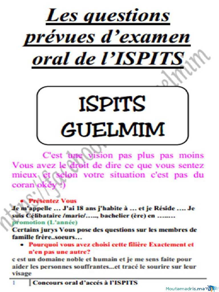 Exemple Concours Ispits Oral 2014 | PDF