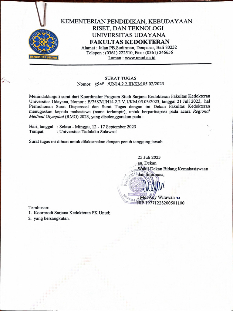 Surat Tugas RMO - HMO 2023 | PDF